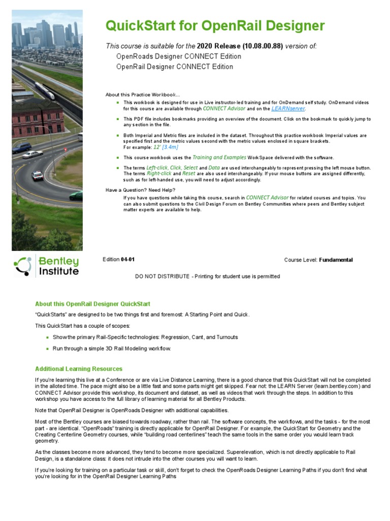 QuickStart For OpenRail Designer 2020R1-04-01 | PDF | 3 D Computer Graphics | Curvature