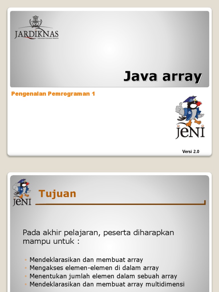 JENI Slides Intro1 Bab07 Java Array | PDF | Teknologi & Rekayasa