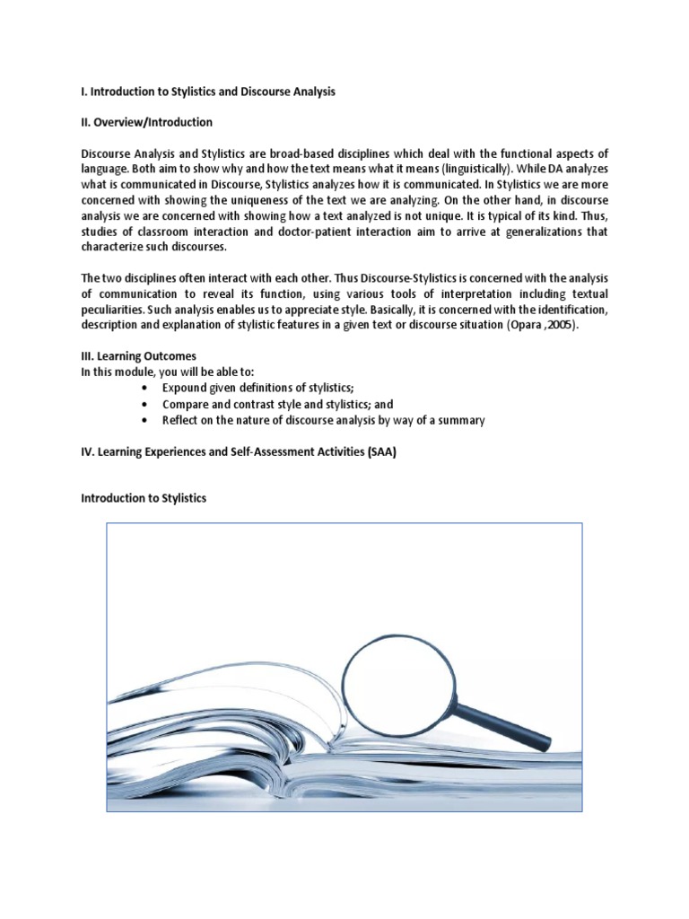 Introduction to Stylistics & Discourse Analysis | PDF | Discourse ...