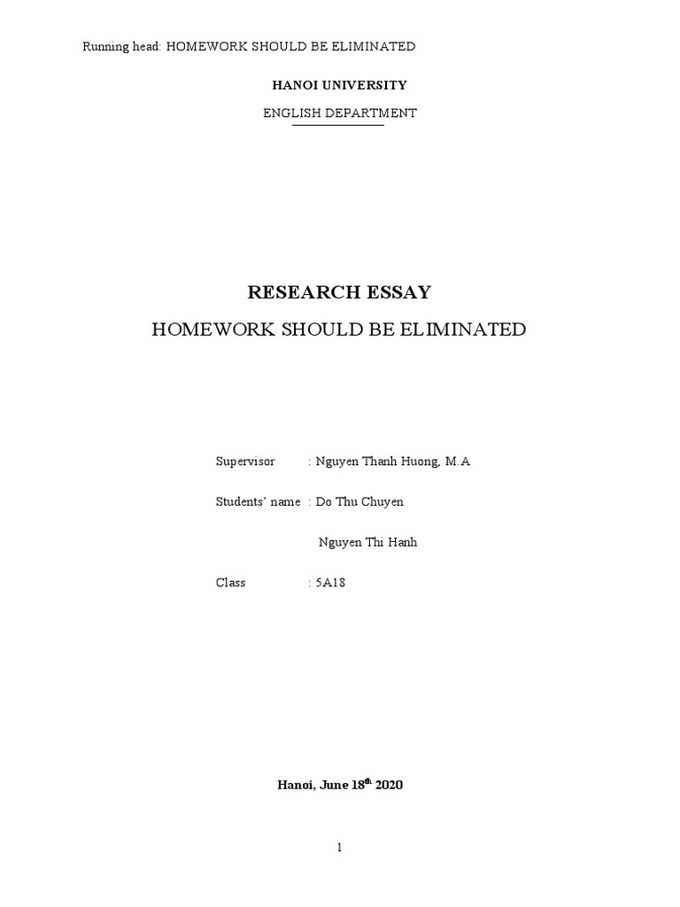 Eliminate Homework for Student Wellbeing | PDF | Homework | Stress ...