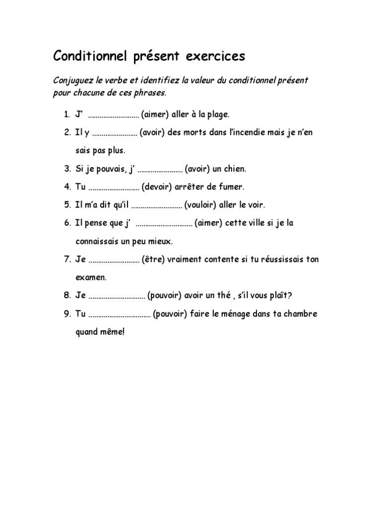 Exercices sur le conditionnel présent | PDF