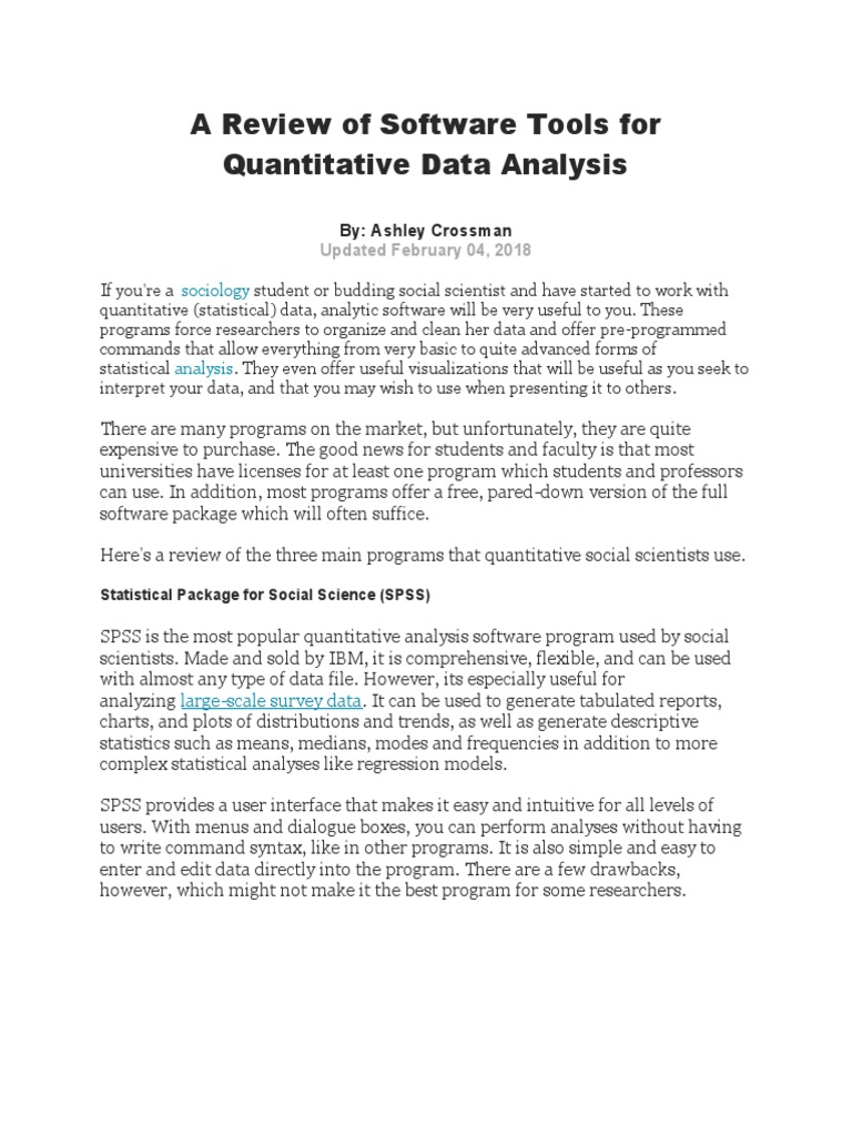 Software Review for Quantitative Analysis | PDF | Sas (Software) | Spss