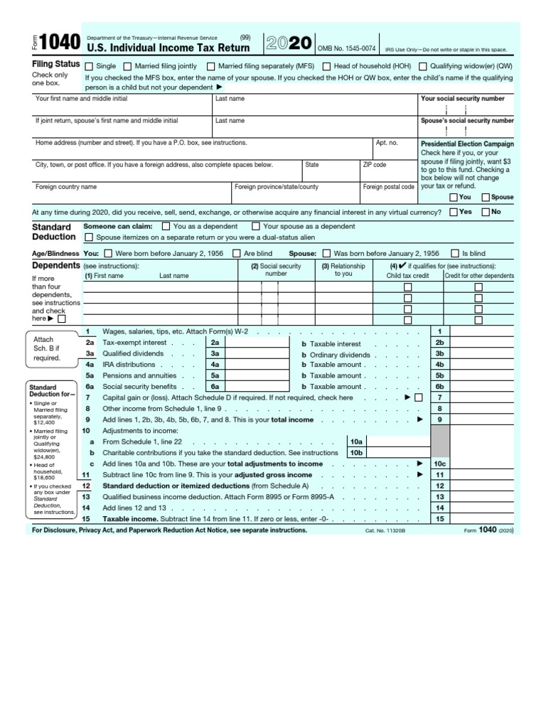 IRS Form 1040 | PDF | Tax Refund | Irs Tax Forms