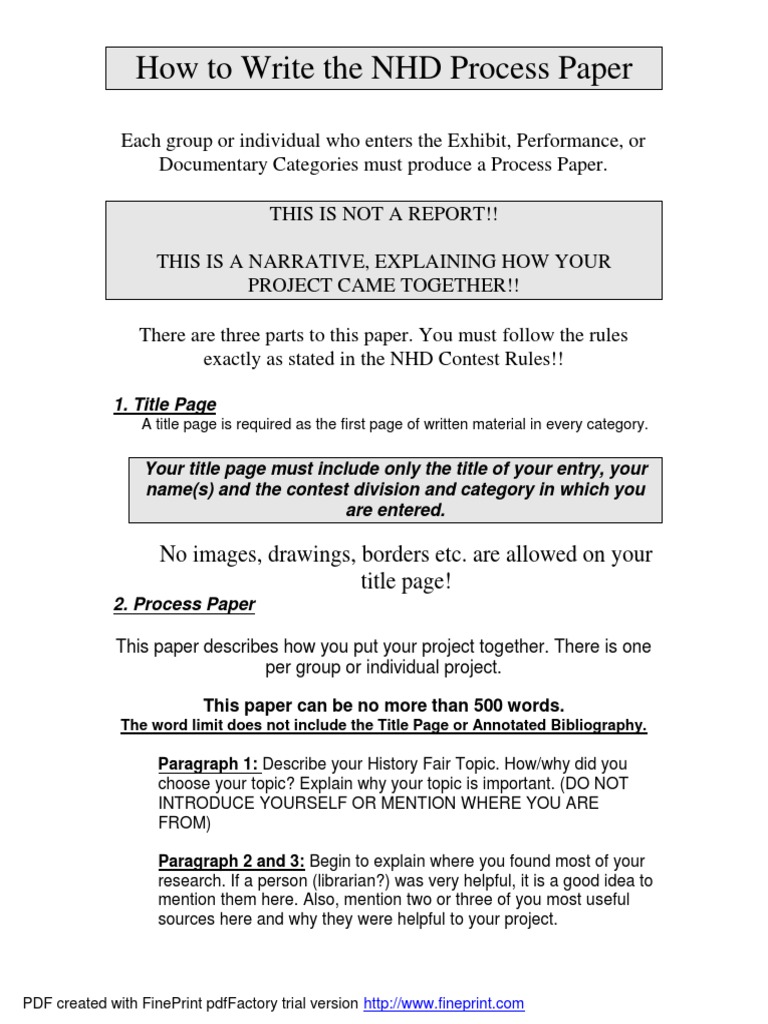 How To Write The Process Paper For NHD | PDF | Bibliography | Annotation