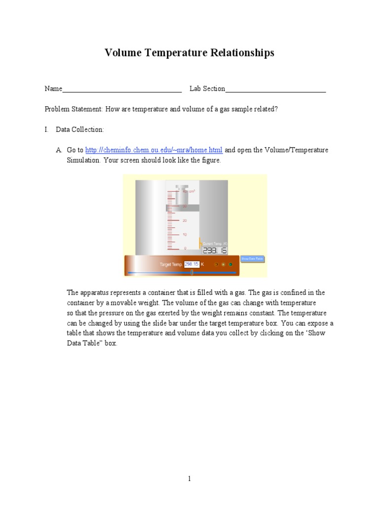 Volume Temperature Relationships | PDF | Gases | Temperature