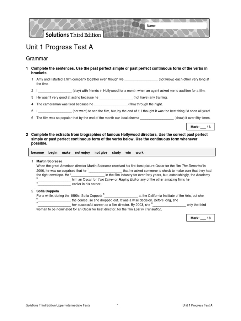 Unit 1 Progress Test A: Grammar | PDF | Celebrity | Martin Scorsese