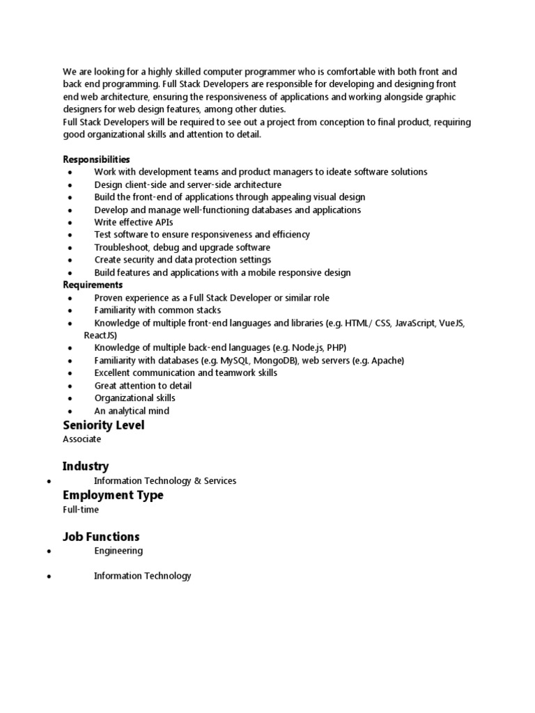 Seniority Level Industry Employment Type Job Functions ...