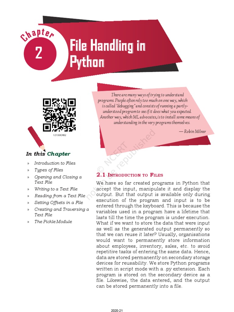 File Handling in Python | PDF | Computer File | Text File