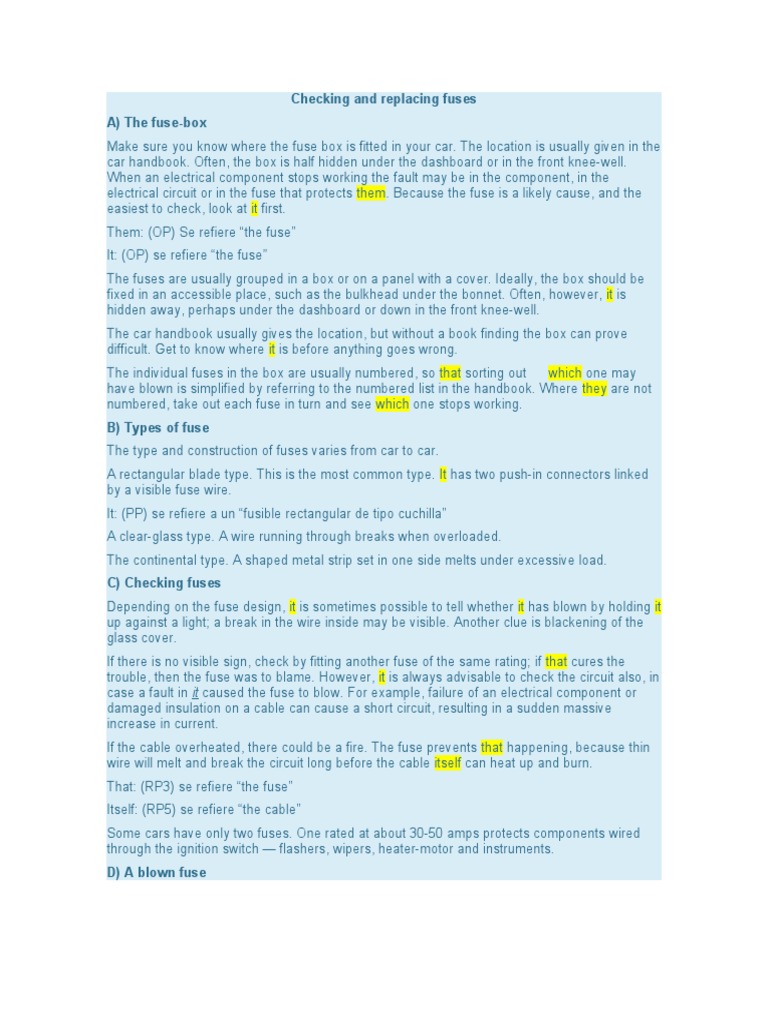 Checking and Replacing Fuses | PDF | Fuse (Electrical) | Electrical Engineering