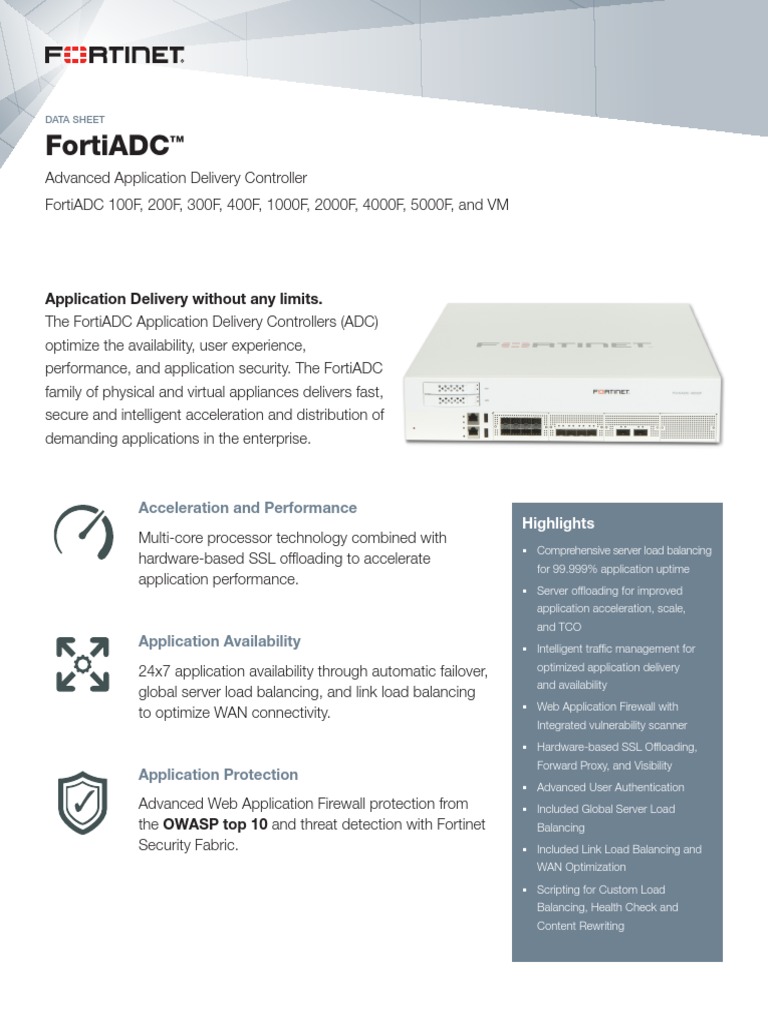Fortiadc: Application Delivery Without Any Limits | PDF | Proxy Server | Load Balancing (Computing)