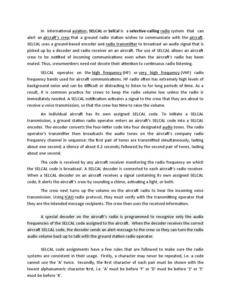 Selcal | PDF | Telecommunications | Electronics