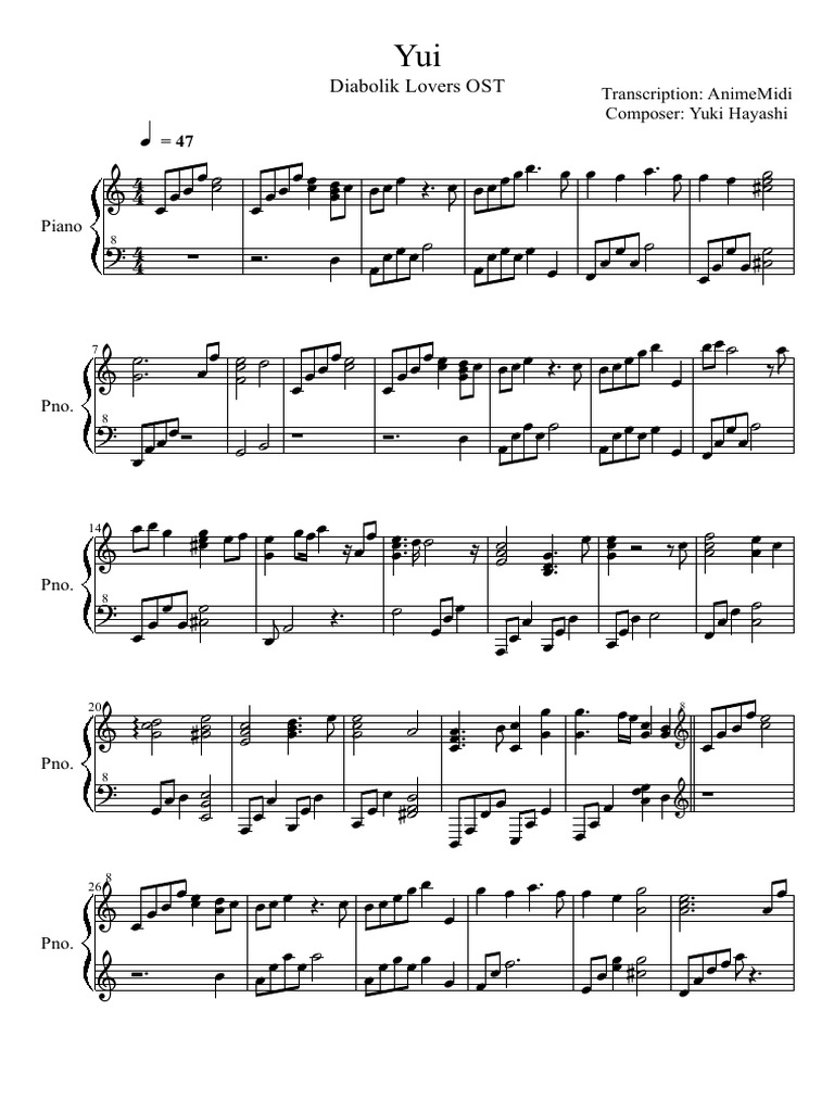 Diabolik Lovers - Haunted Dark Bridal - Yui's Theme | PDF
