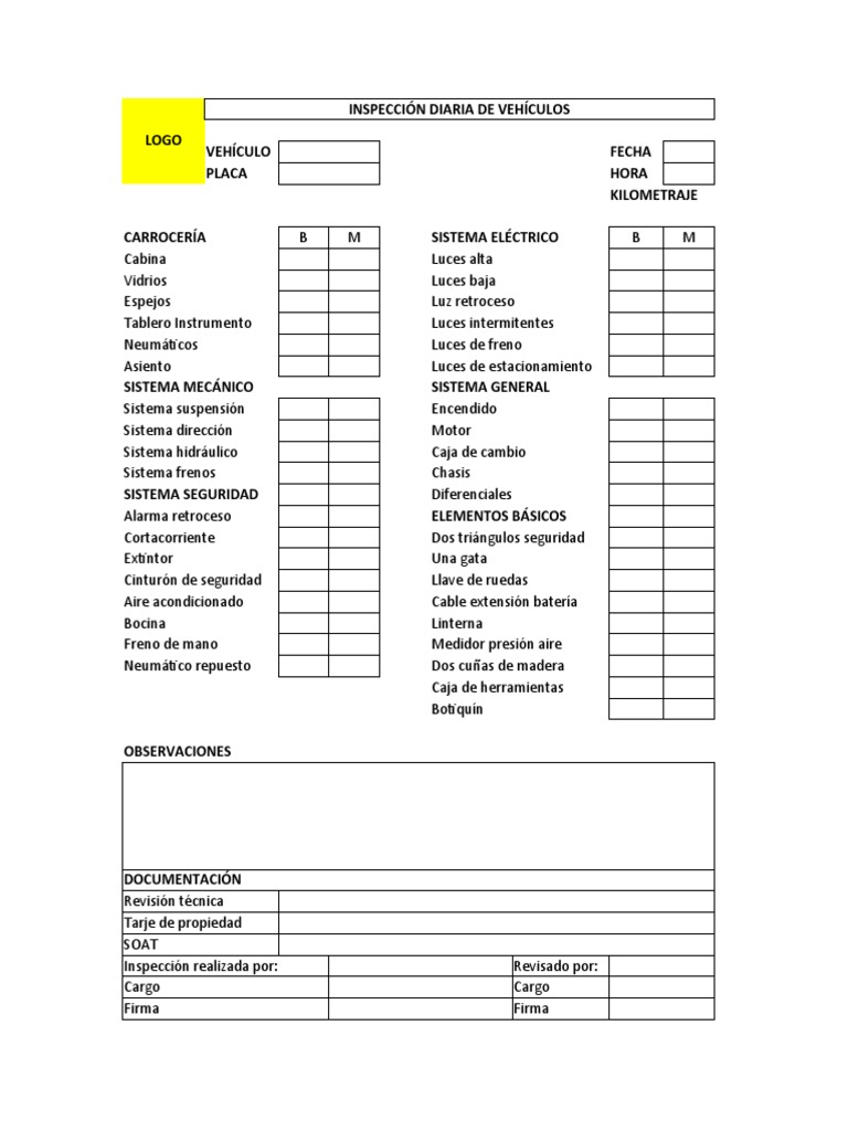 Check List Camioneta | PDF