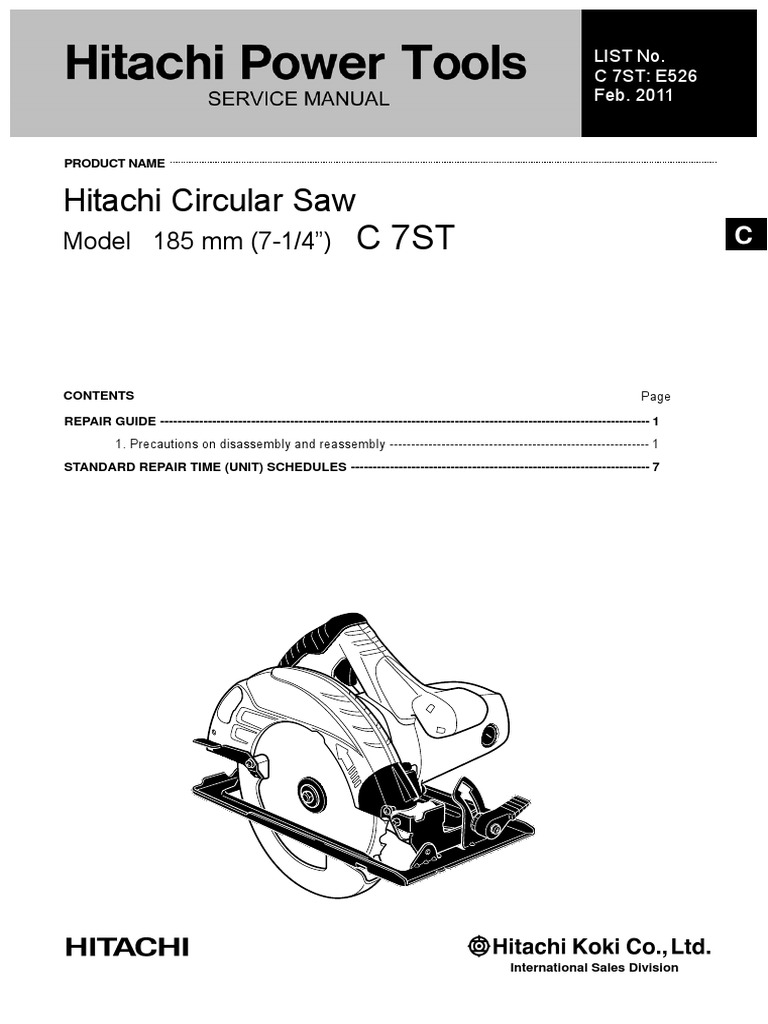 Hitachi Circular Saw: Model 185 MM (7-1/4") | PDF | Screw | Gear