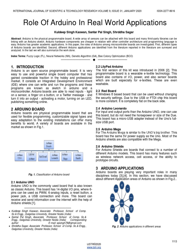Role of Arduino in Real World Applications: Kuldeep Singh Kaswan ...