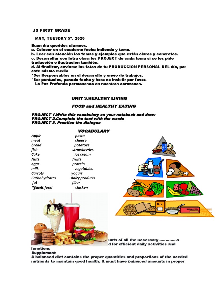 Js First Grade: Food and Healthy Eating | PDF | Vegetables | Nutrients
