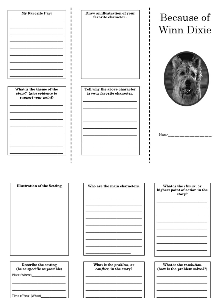 Because of Winn Dixie: My Favorite Part Draw An Illustration of Your ...