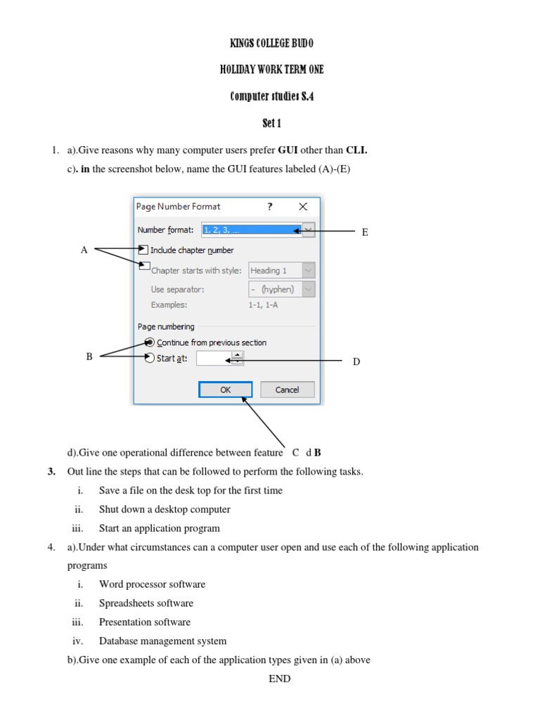 Dotshule - S.4 COMPUTER STUDIES WORK - SET 1 PDF | PDF | Application ...