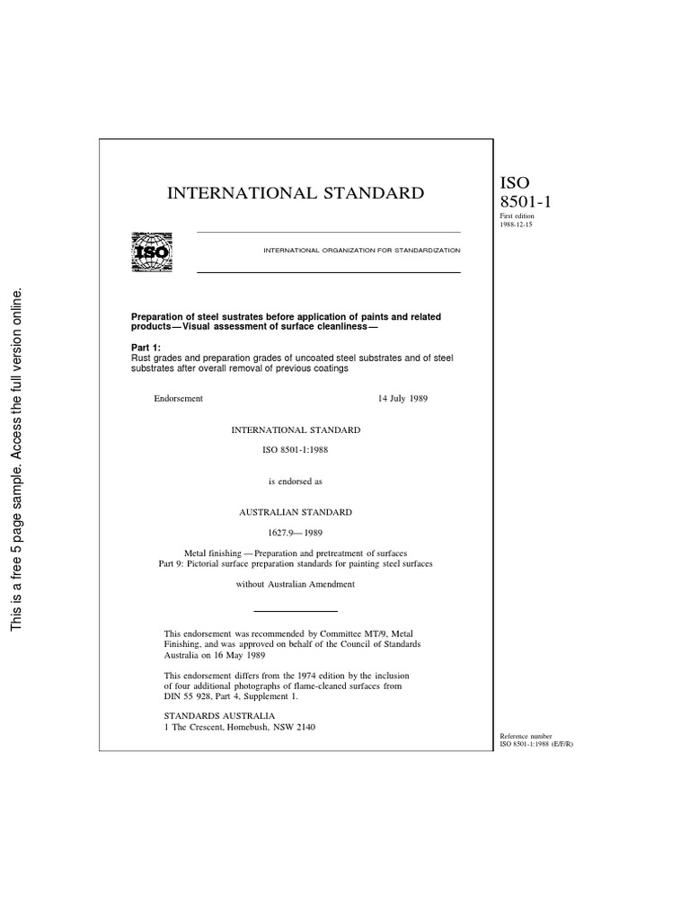 International Standard ISO 8501-1 | PDF | Rust | International Organization For Standardization