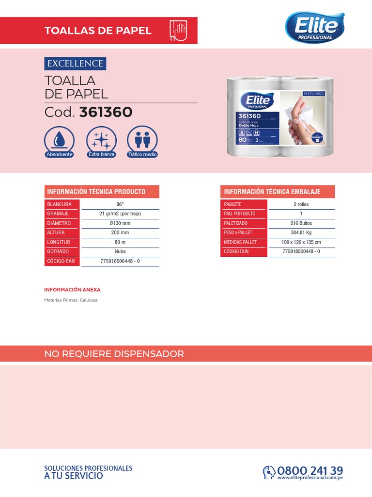 Ficha Papel Toalla 80m | PDF