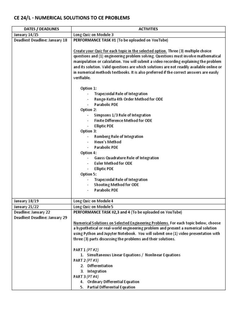 Ce 24/L - Numerical Solutions To Ce Problems | PDF | Partial ...