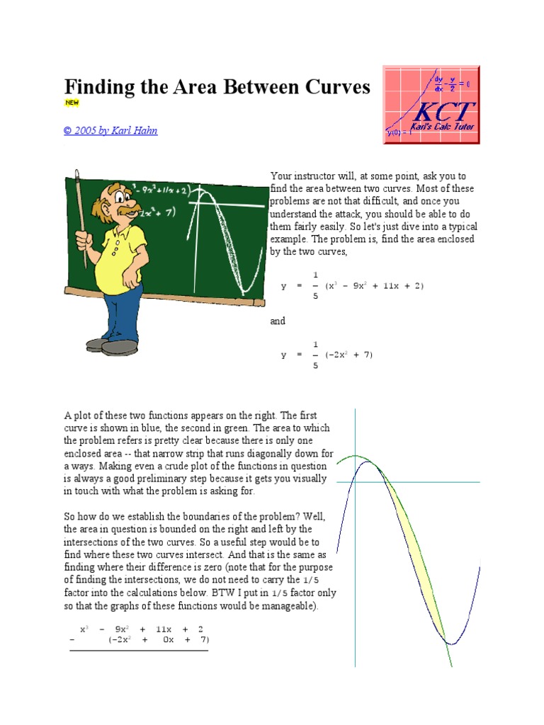 Finding The Area Between Curves | PDF | Area | Quadratic Equation