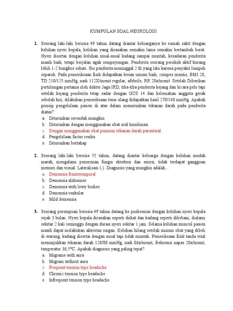Kumpulan Soal Pakar Neurologi | PDF | Pengembangan Diri | Kesehatan ...