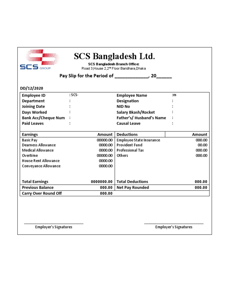Employee Pay Slip Template | PDF