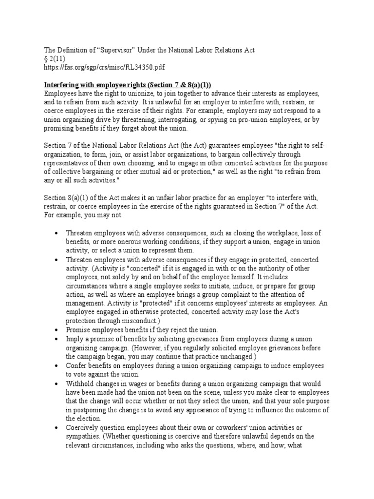 Interfering With Employee Rights (Section 7 & 8 (A) (1) ) | Download ...