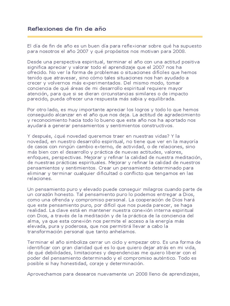 Reflexiones de Fin de Año | PDF | Meditación | Sicología