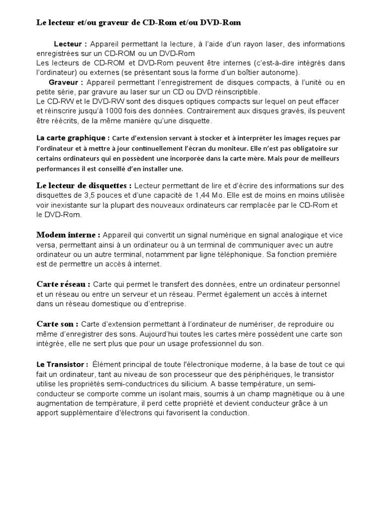 Les Composants | PDF | CD-ROM | Électronique