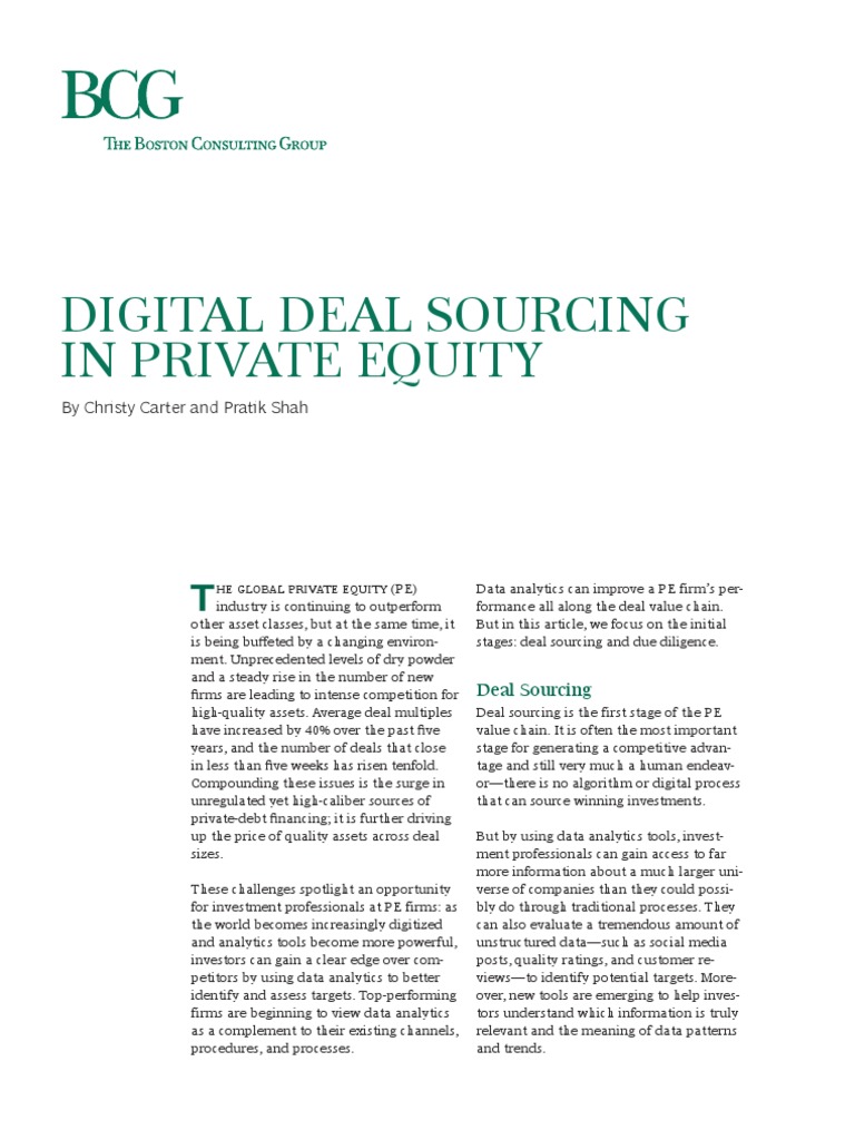 Digital Deal Sourcing in Private Equity: by Christy Carter and Pratik ...