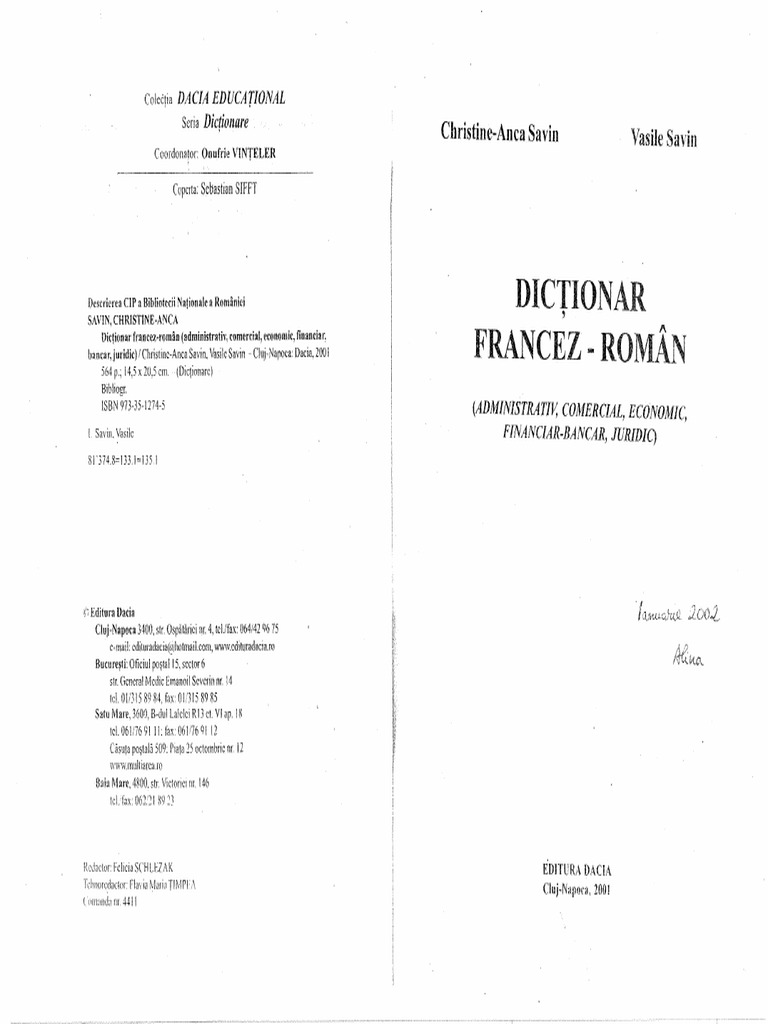 Dictionar Francez Roman PDF | PDF