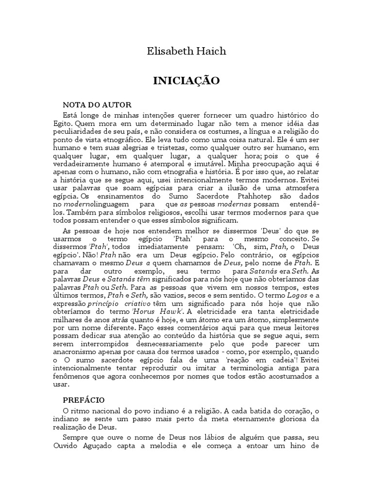 Elisabeth - Haich Iniciação | PDF | Egito | Conhecimento