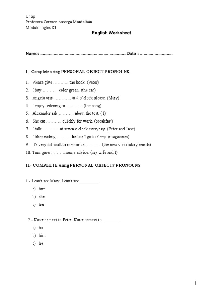 Possessive Adjectives Worksheet | PDF | Linguistic Typology | Grammar