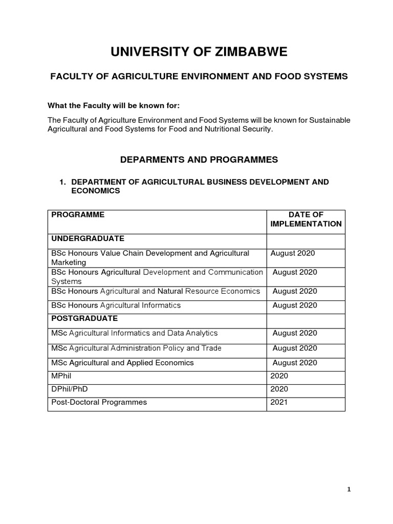 UZ Programmes PDF | PDF | Bachelor Of Science | Doctor Of Philosophy