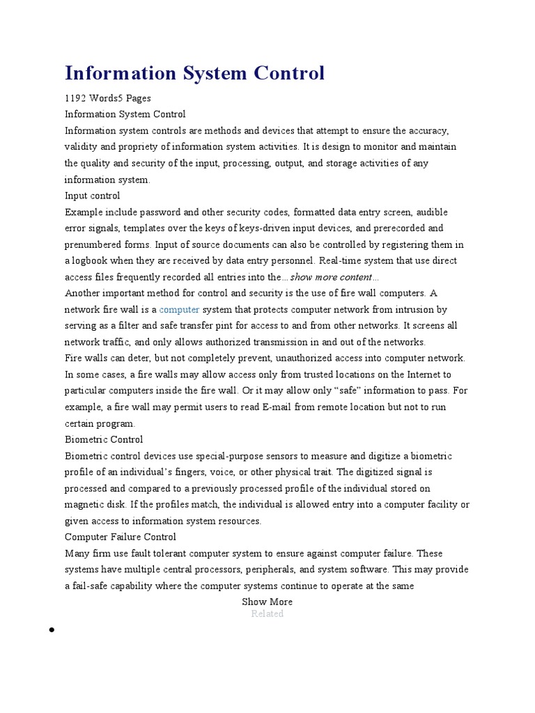 Information System Control | PDF | Information Security | Computer Network