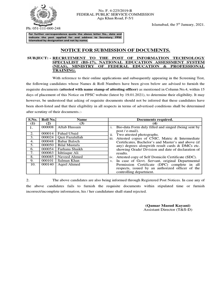 Notice For Submission of Documents | Download Free PDF | Government
