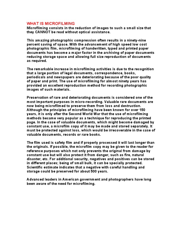 What Is Microfilming | PDF | Microform | Image Scanner