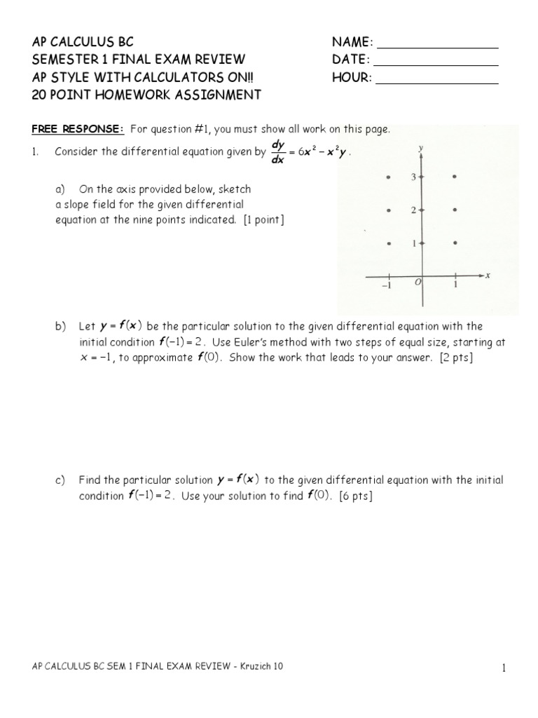 AP Calc BC Sem 1 Final Review | PDF | Maxima And Minima | Elementary ...
