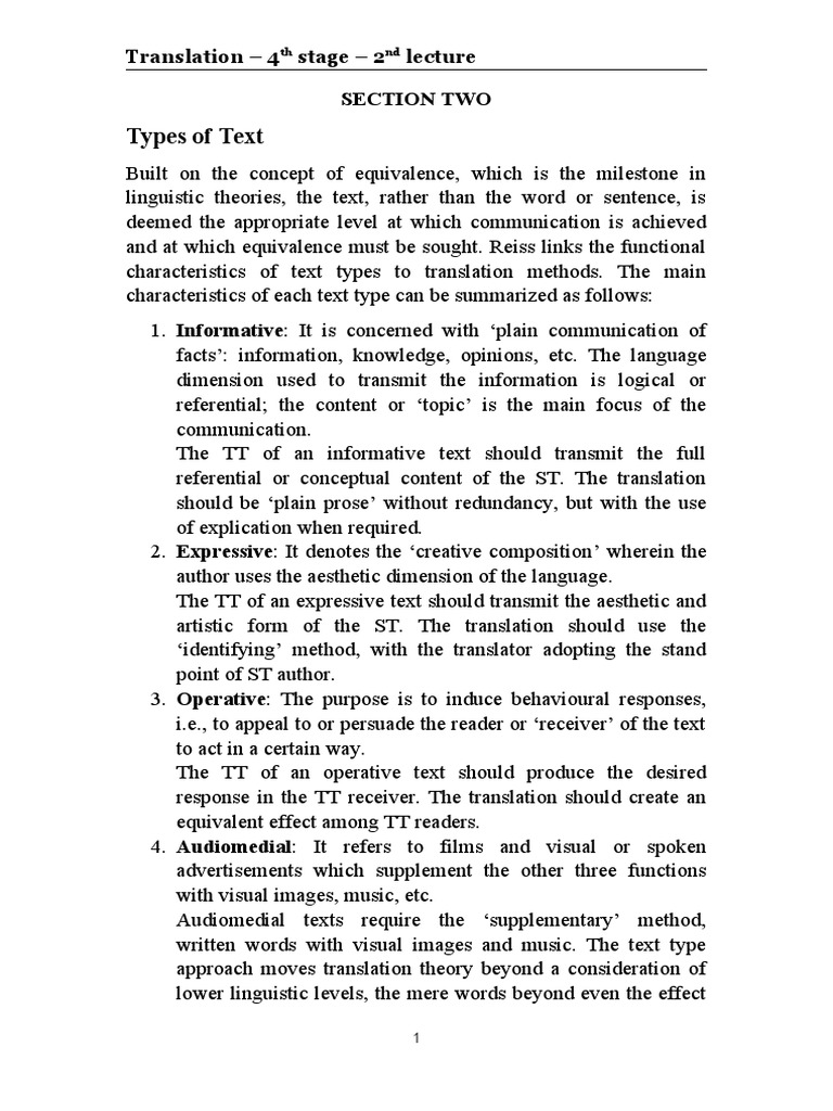 Types of Text: Translation - 4 Stage - 2 | PDF | Idiom | Translations