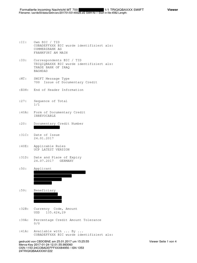Documentary Credit Details ILCUSC1871917 | PDF | Cargo | Trade