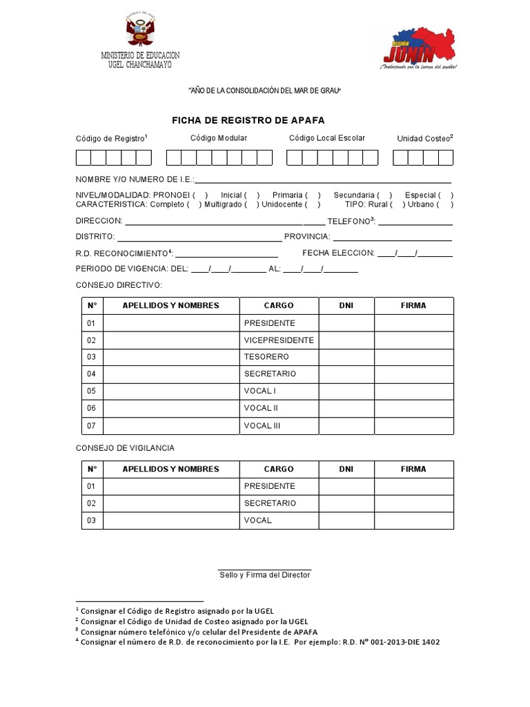 Ficha de Registro de Apafa | PDF
