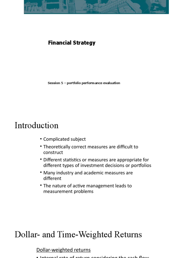 Session 4 Portfolio Performance Evaluation | PDF | Sharpe Ratio | Beta (Finance)