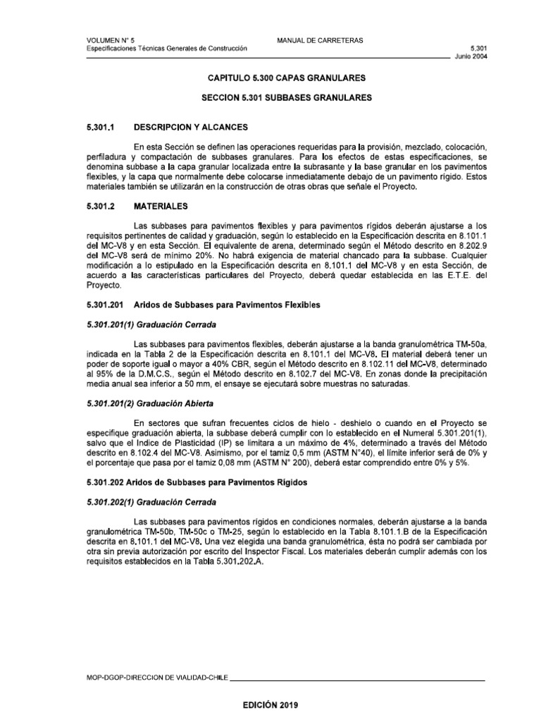 5.301 Subbases Granulares | PDF | Naturaleza