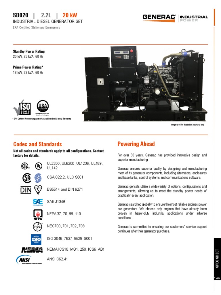 Industrial Diesel Generator Set: Standby Power Rating | PDF | Diesel ...