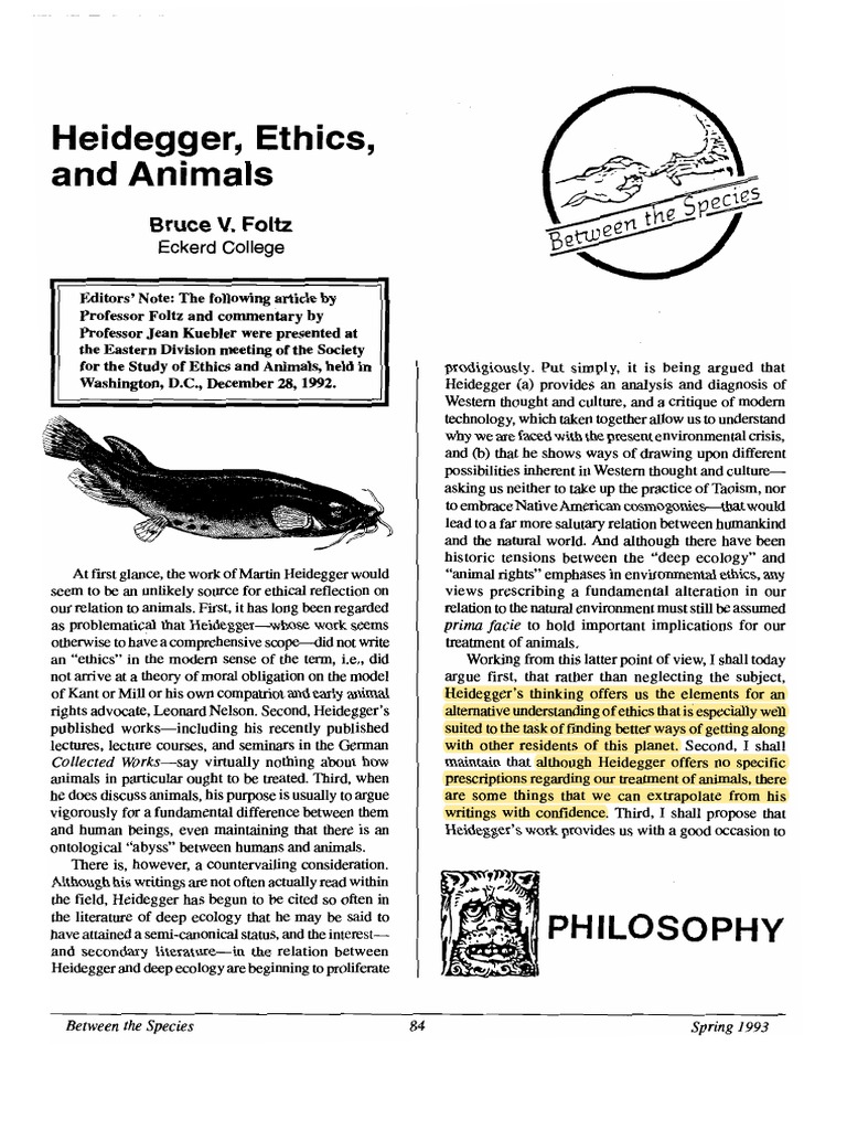 Heidegger's Ethics and Animal Relations | PDF | Martin Heidegger | Ontology