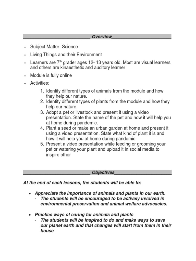 Living Things and Their Environment | PDF | Teachers | Education Theory