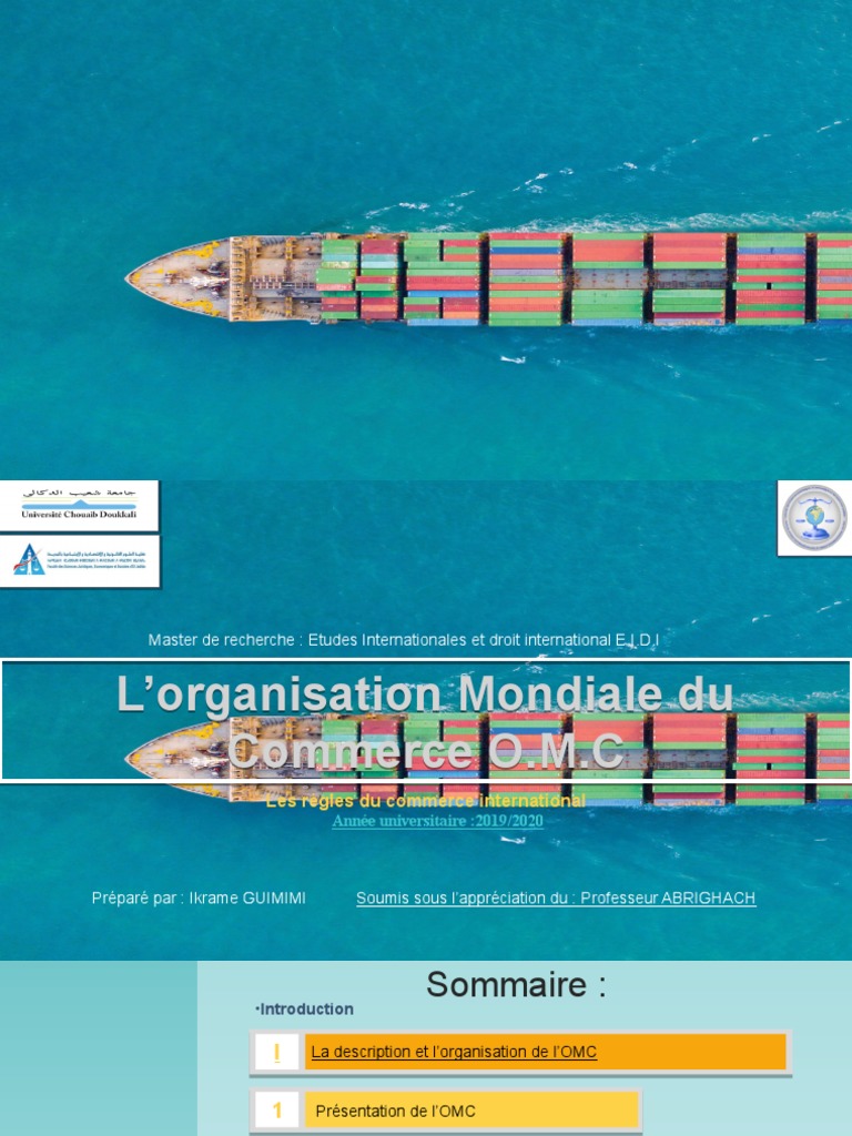 Exposé Master Les Régle Du Commerce International OMC-IKRAME GUIMIMI M1 ...