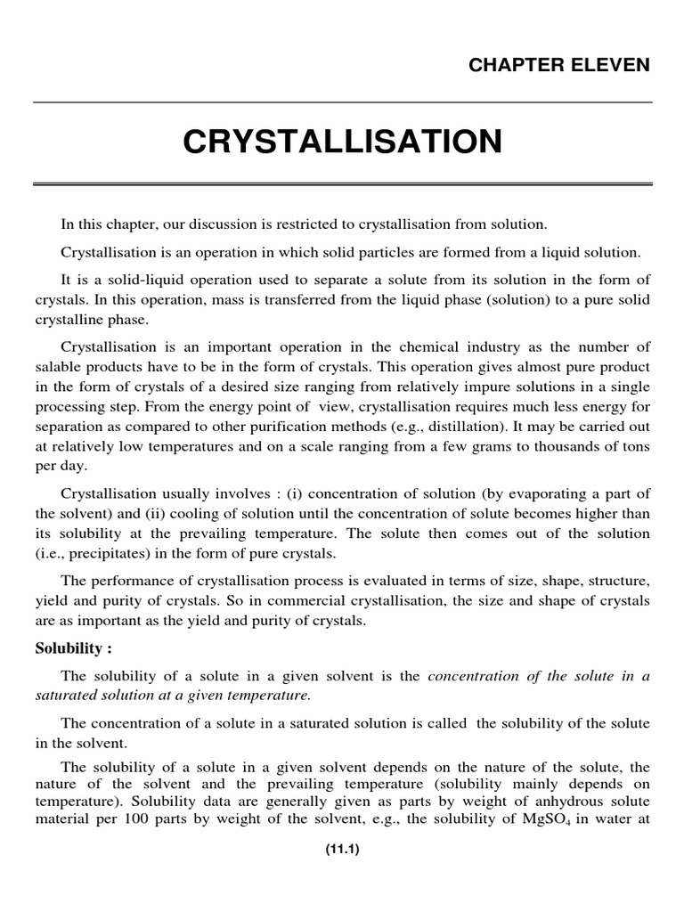 Crystallization PDF | Download Free PDF | Crystallization | Solubility
